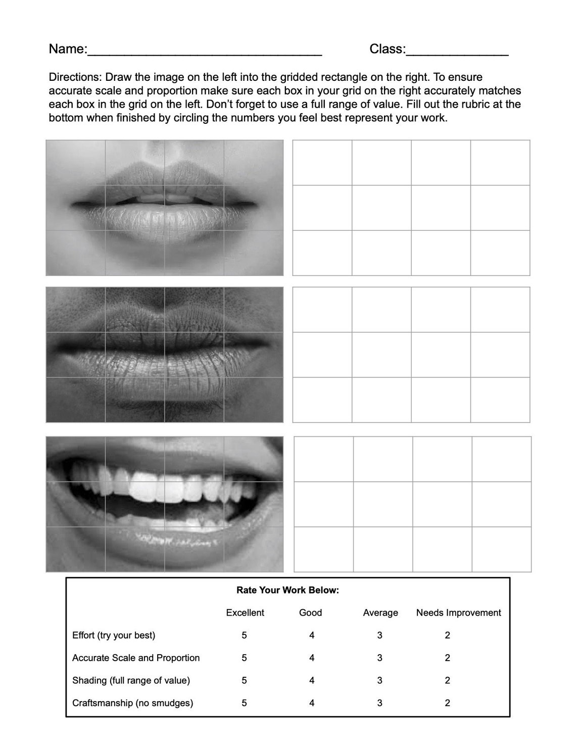 How to Draw Facial Features Using the Grid Method: Art Teacher Resource ...