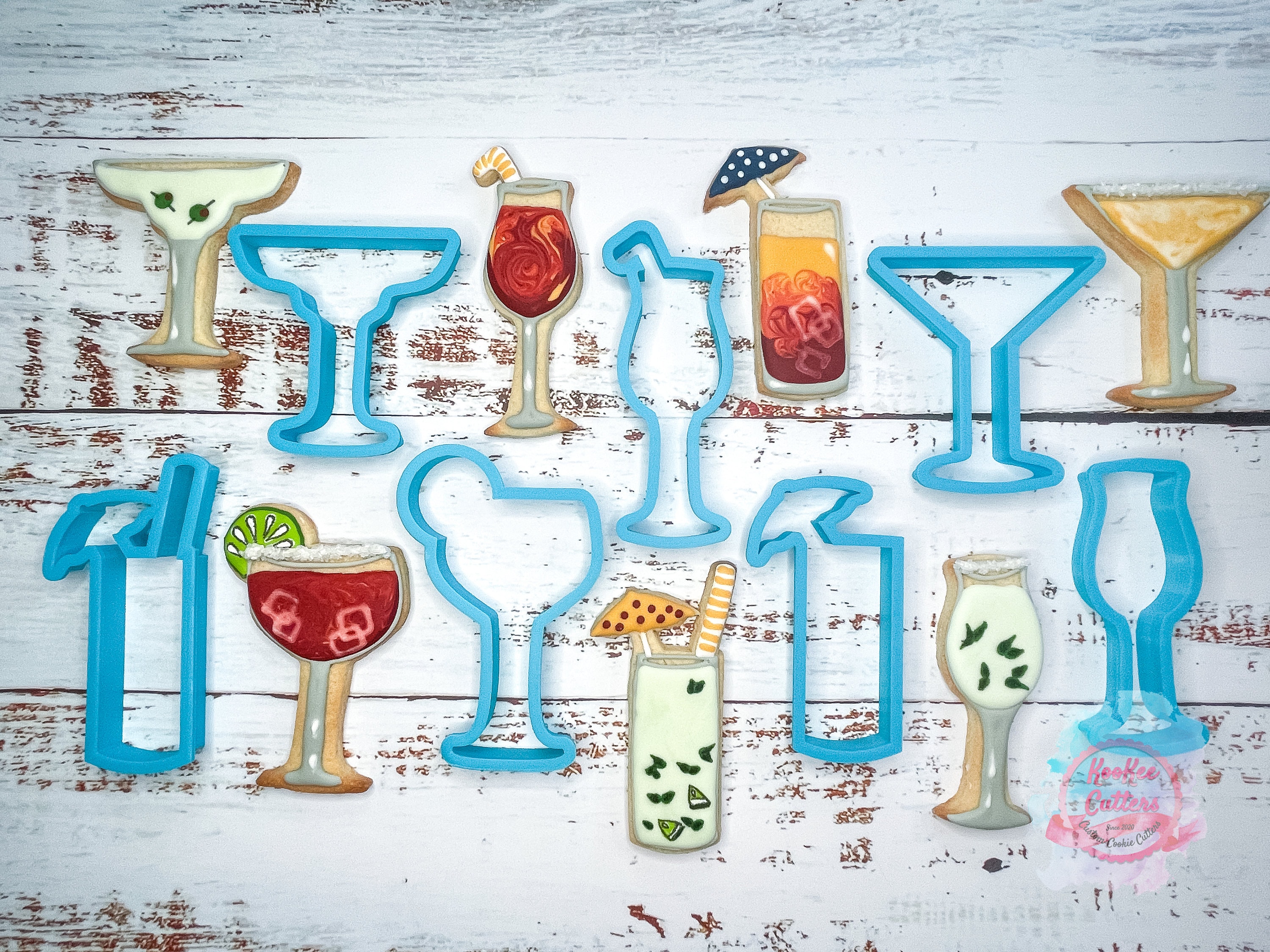 Cocktail Glasses Cookie Cutter Set of 9 KooKee Cutters | Etsy