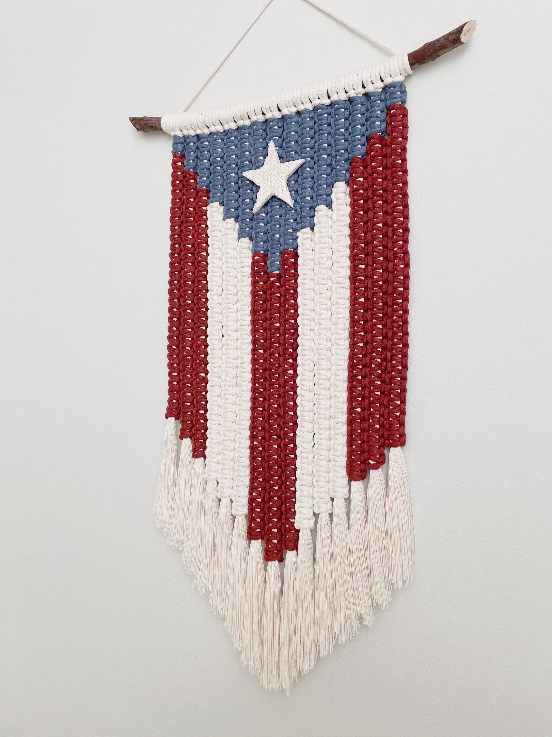 Puerto Rico Flag / Macrame Wall Art / Macrame Wall Decor / | Etsy