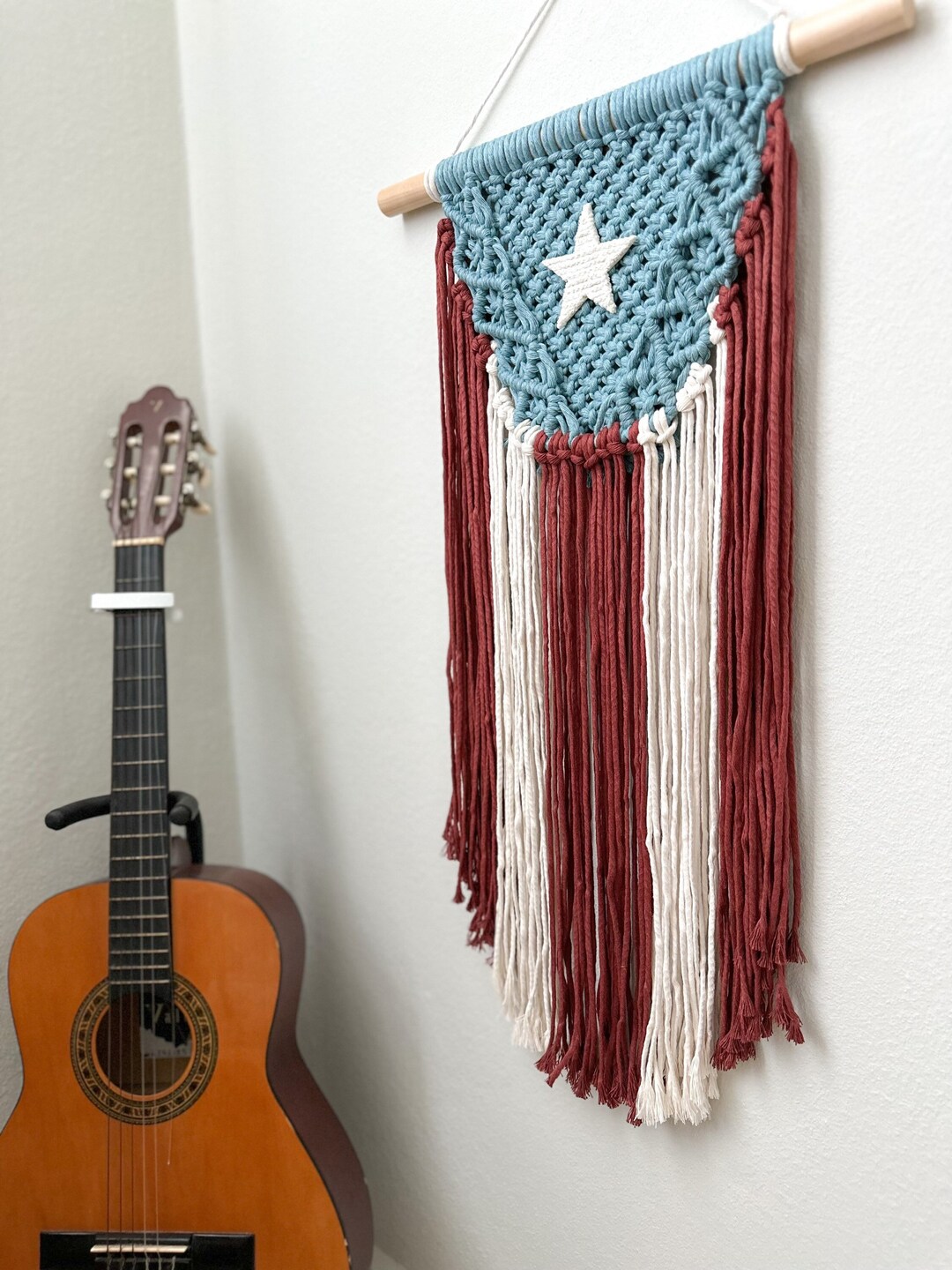 Puerto Rico Flag / Puerto Rico Macrame Flag / Puertorican Flag / Macrame Wall Art / Wall Decor ...