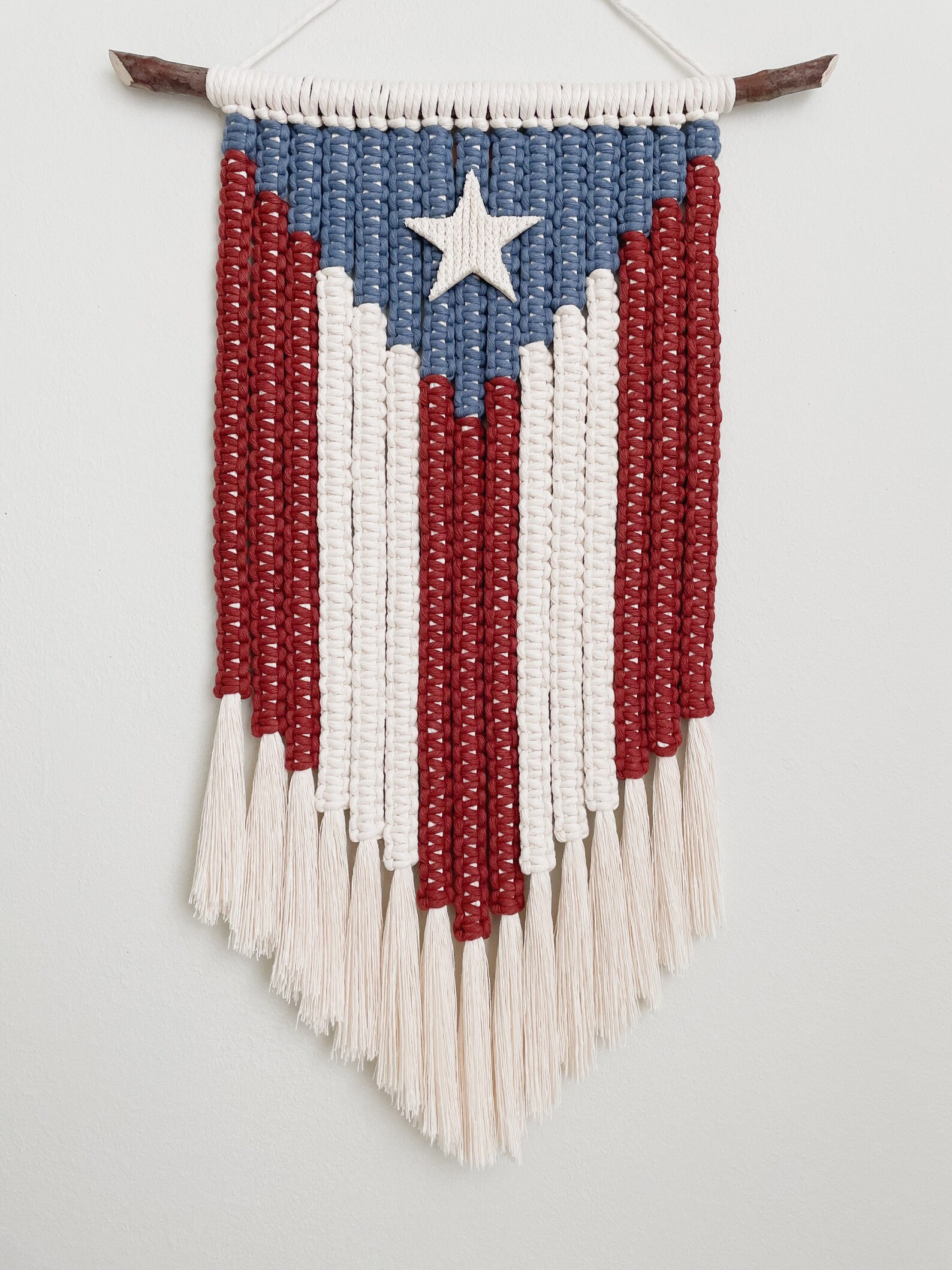 Puerto Rico Flag / Macrame Wall Art / Macrame Wall Decor / | Etsy