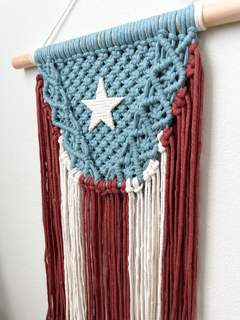 Puerto Rico Flag / Puerto Rico Macrame Flag / Puertorican Flag / Macrame Wall Art / Wall Decor ...