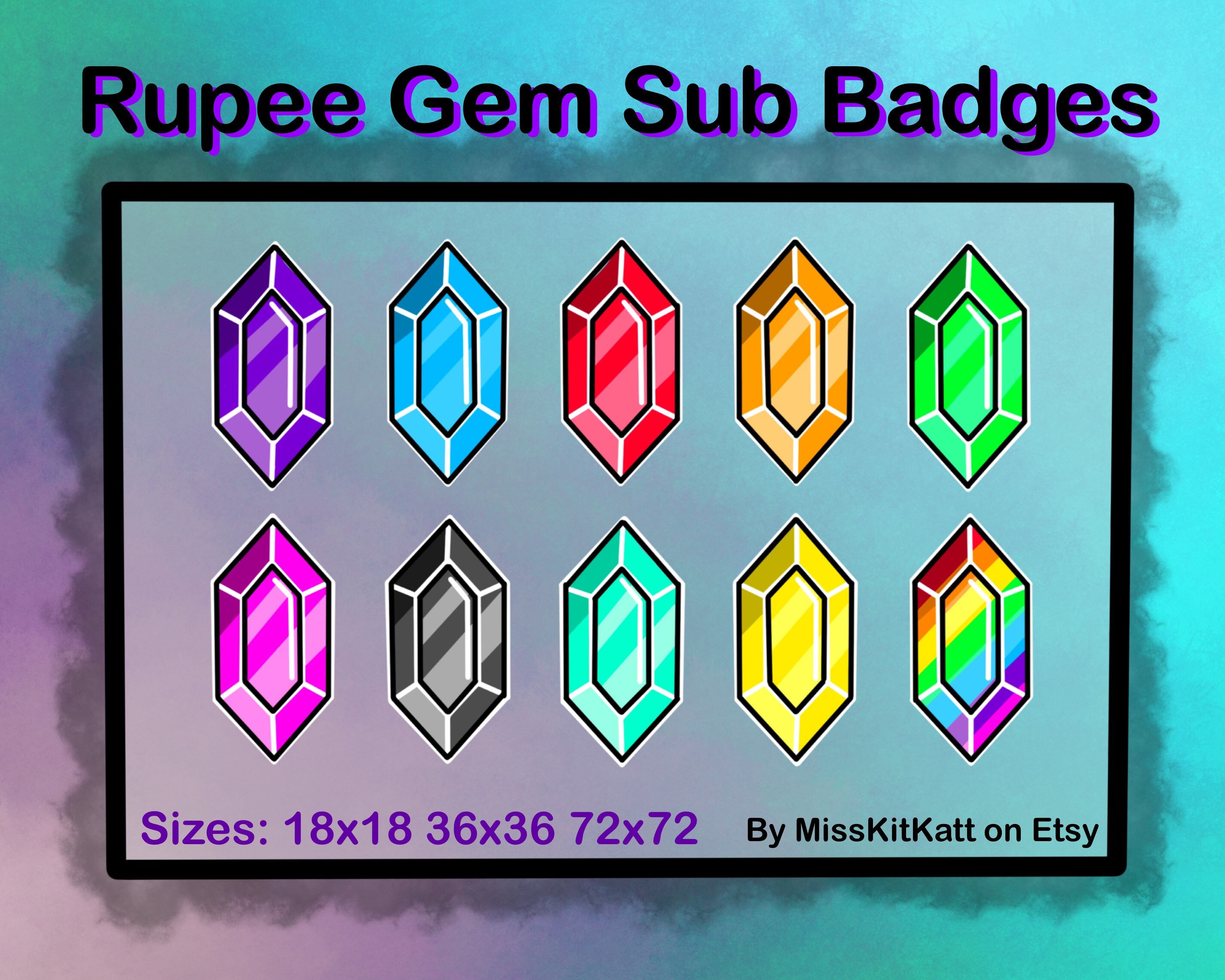 Rupee Gems - 10 X Sub Badges [twitch] - Etsy