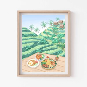 Indonesian Food With View of Rice Terraces, Instant DIGITAL DOWNLOAD - Etsy