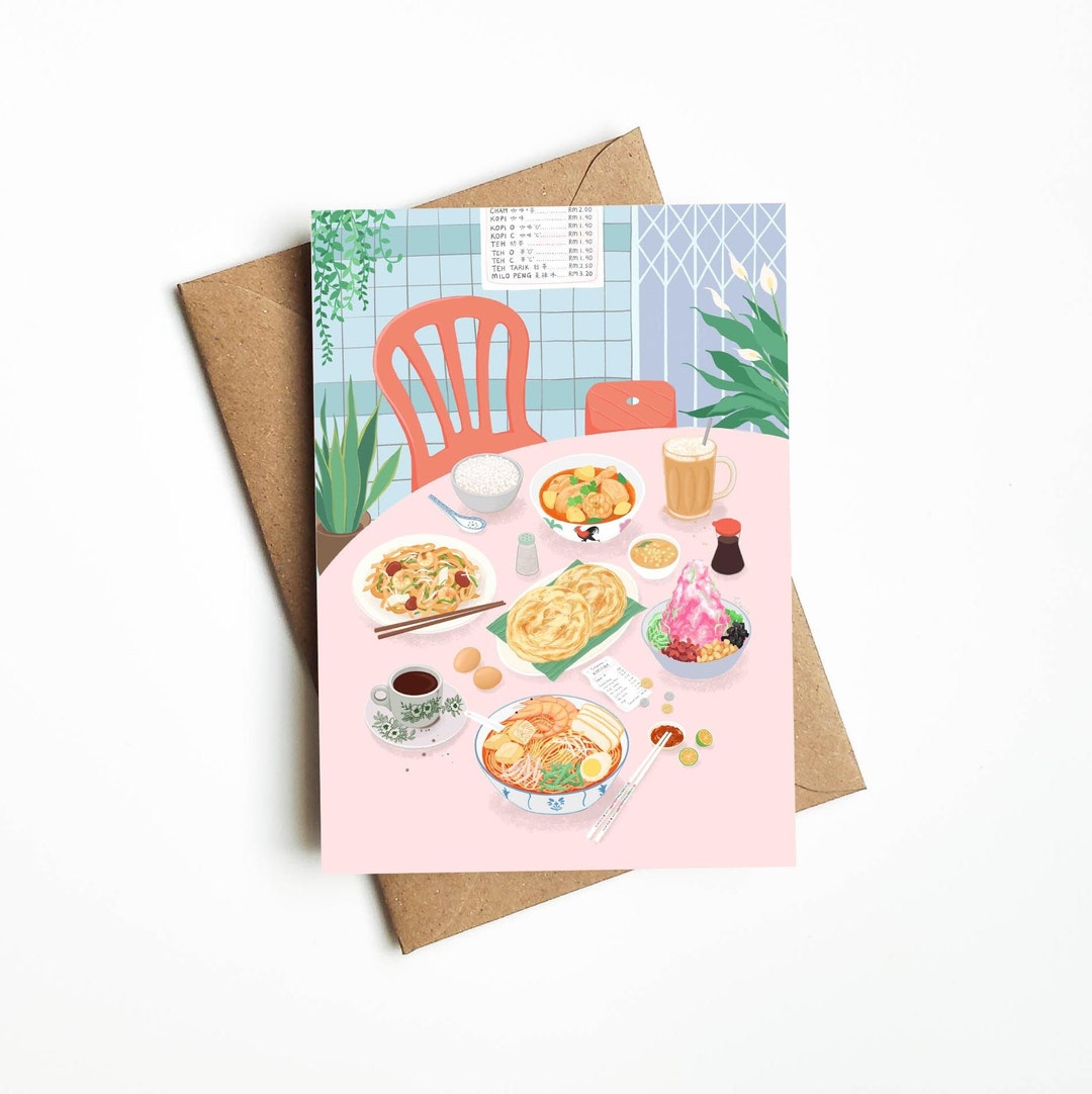 Pink Kopitiam Card, 5x7", Comes With White or Brown Envelope - Etsy