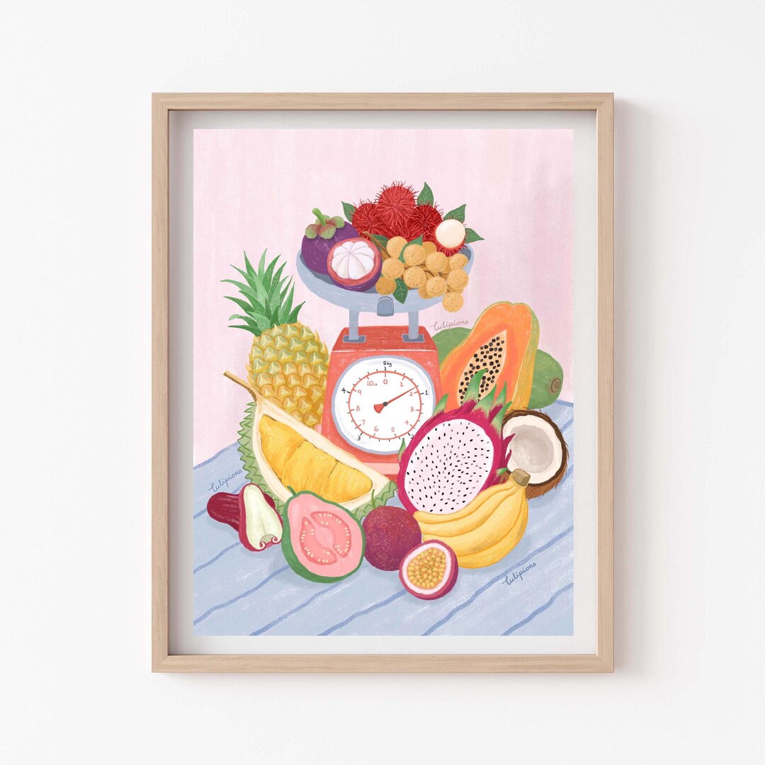 Tropical Fruits Art, South East Asian Fruits, Food Illustration, Giclee ...