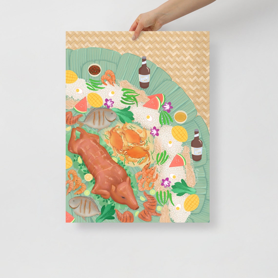 Filipino Kamayan Food Illustration Pinoy Culture Family and - Etsy