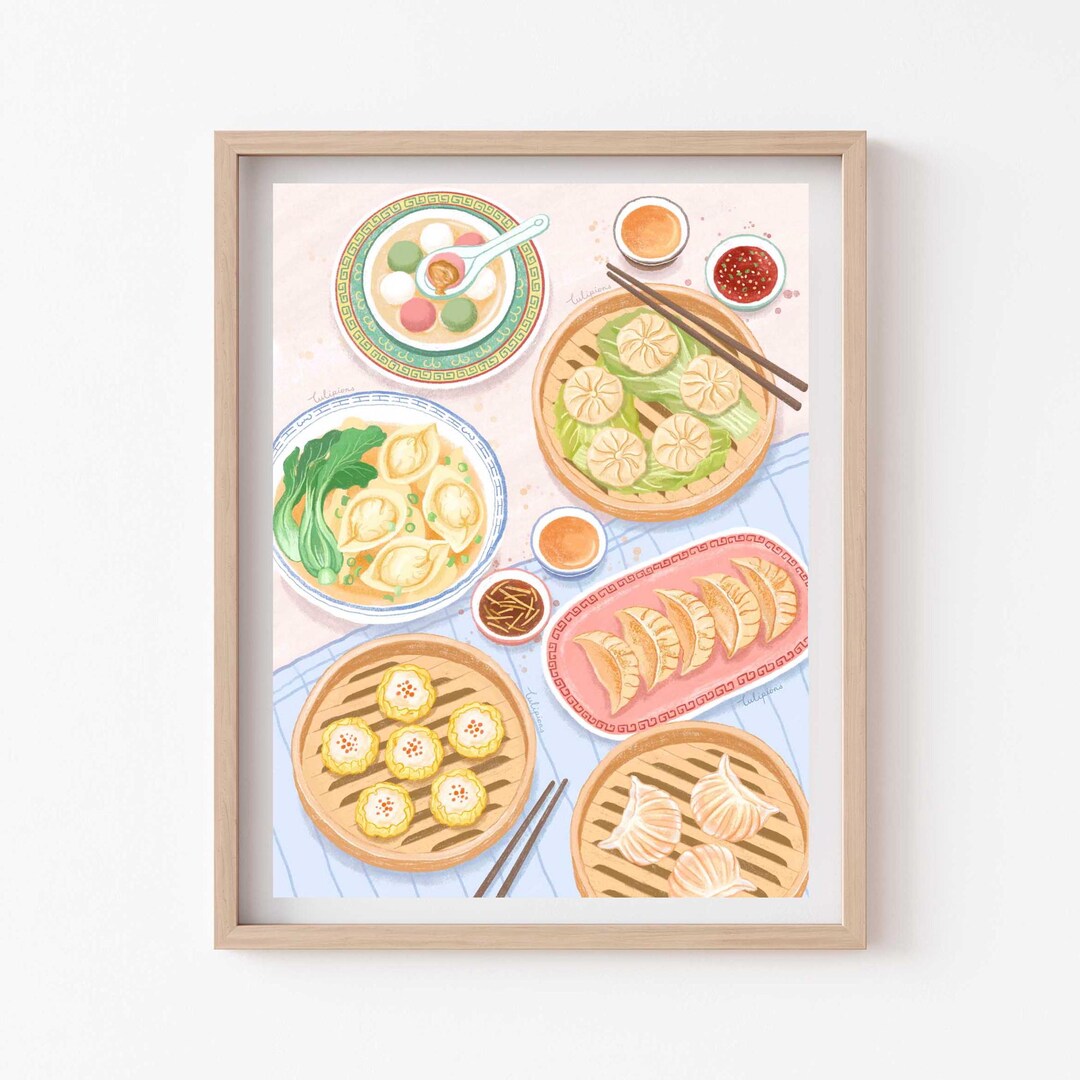 Chinese Dumplings Art, Different Types, Asian Food Illustration ...
