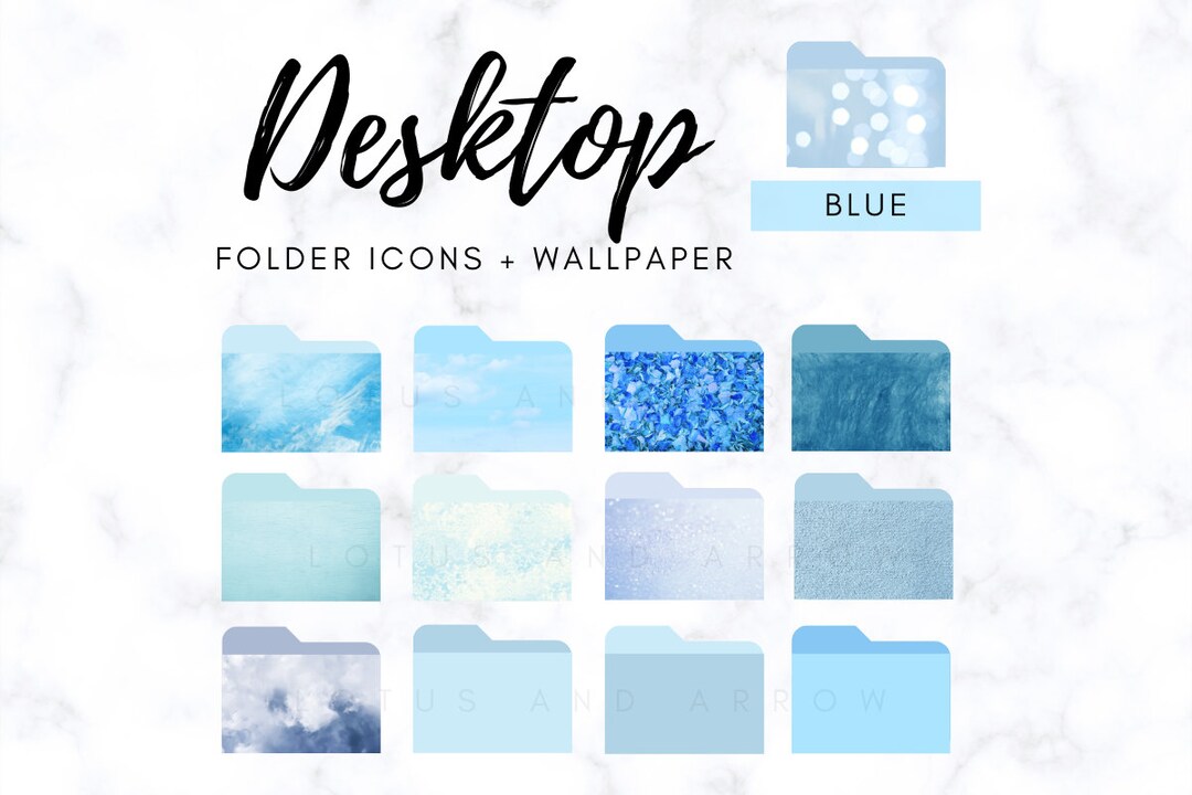 Desktop Folder Icons Blue Mac Icons PC Icons Aesthetic Marble Metallic ...