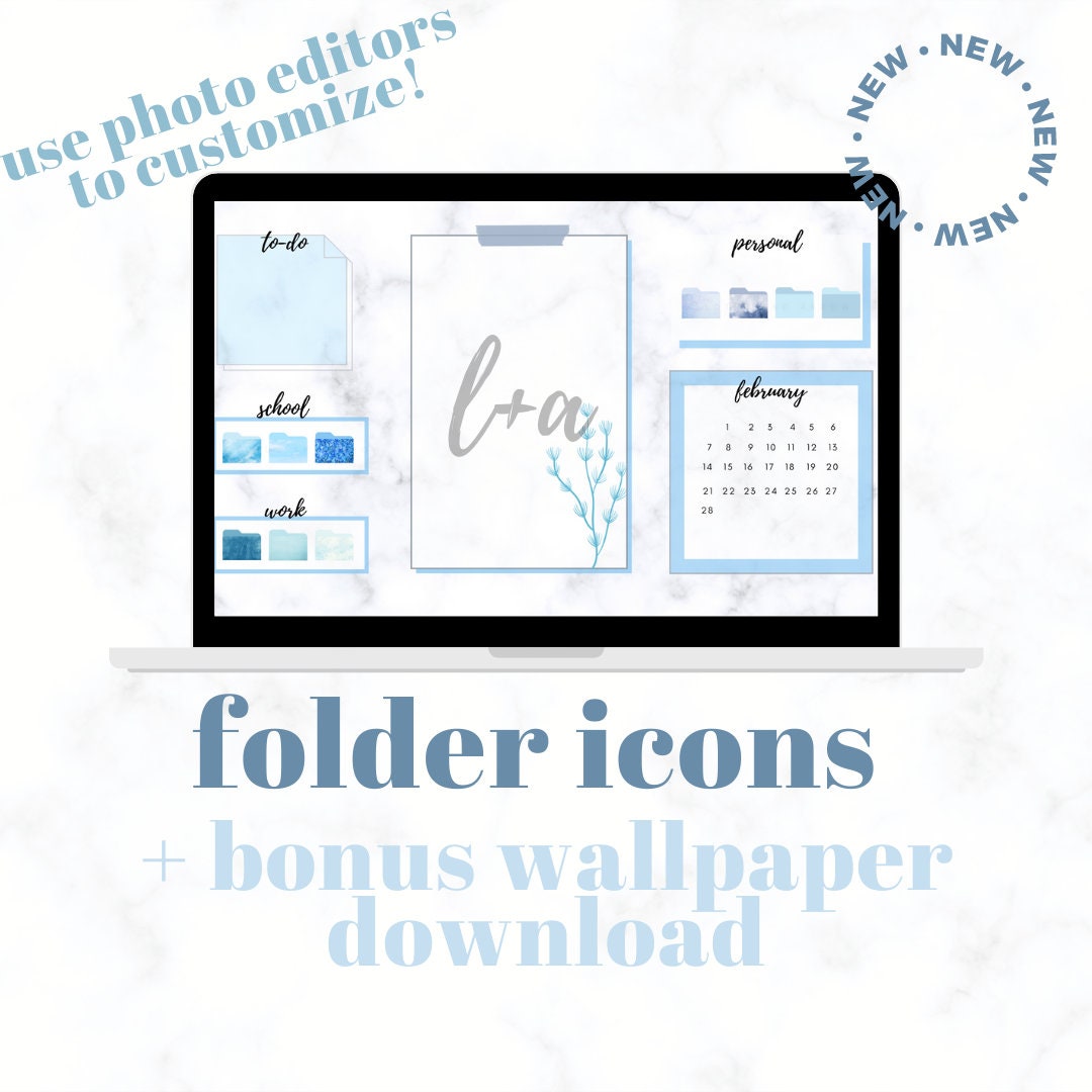 Desktop Folder Icons Blue Mac Icons PC Icons Aesthetic Marble Metallic ...
