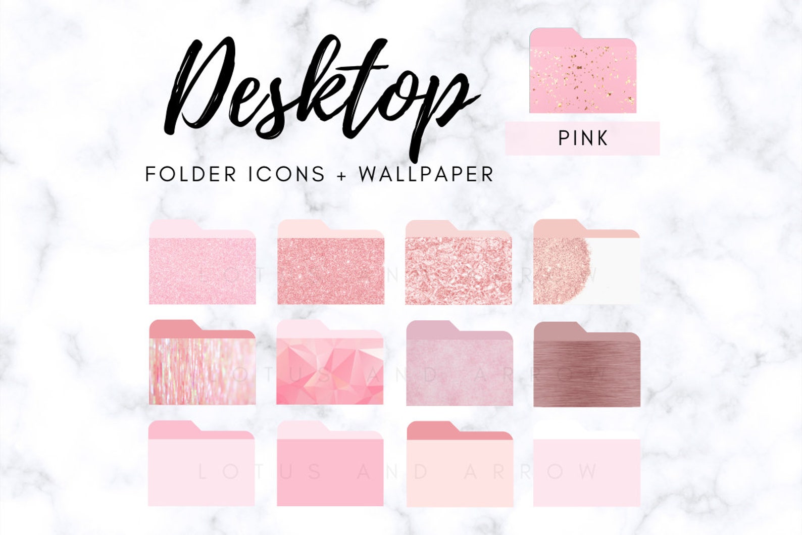 Desktop Folder Icons Pink Mac Icons PC Icons Aesthetic Marble | Etsy