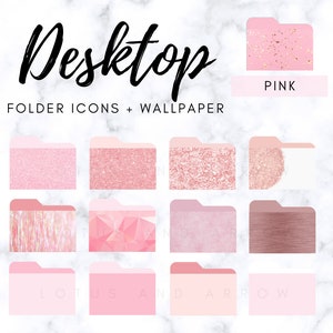 Desktop Folder Icons Pink Mac Icons PC Icons Aesthetic Marble Metallic ...