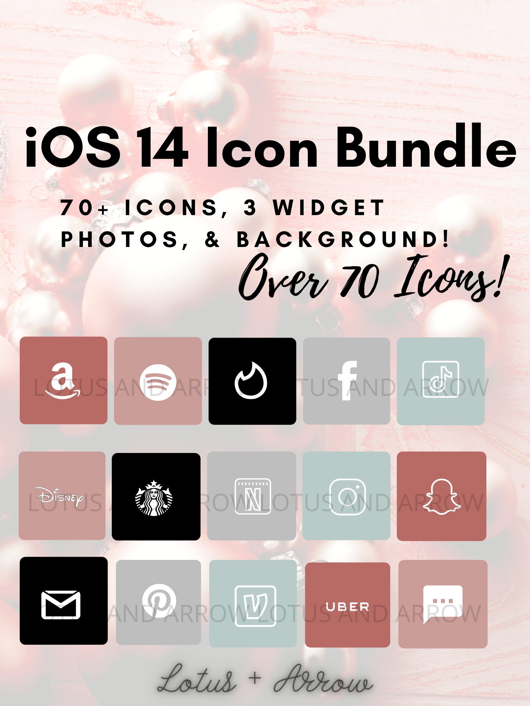 IOS App 70 Icons Merry and Bright Holiday Bundles 3 Widget - Etsy.de