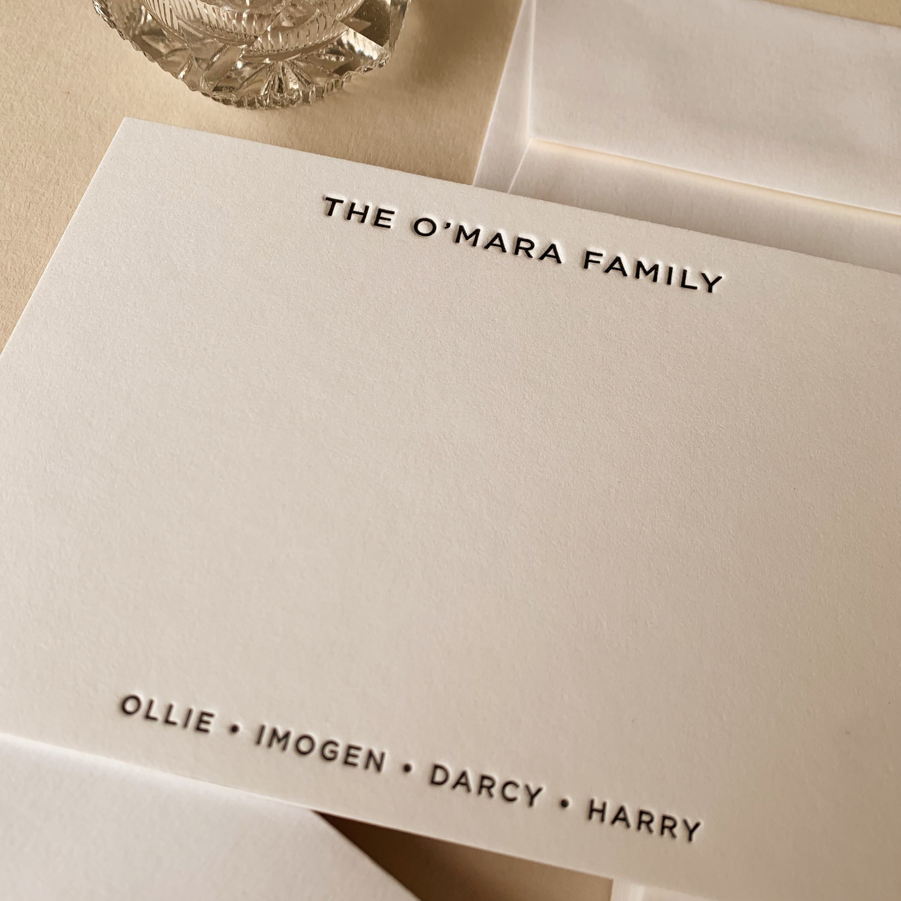 Family Luxury Letterpress/Hot Foil Personalised Note Cards — The Dairy ...