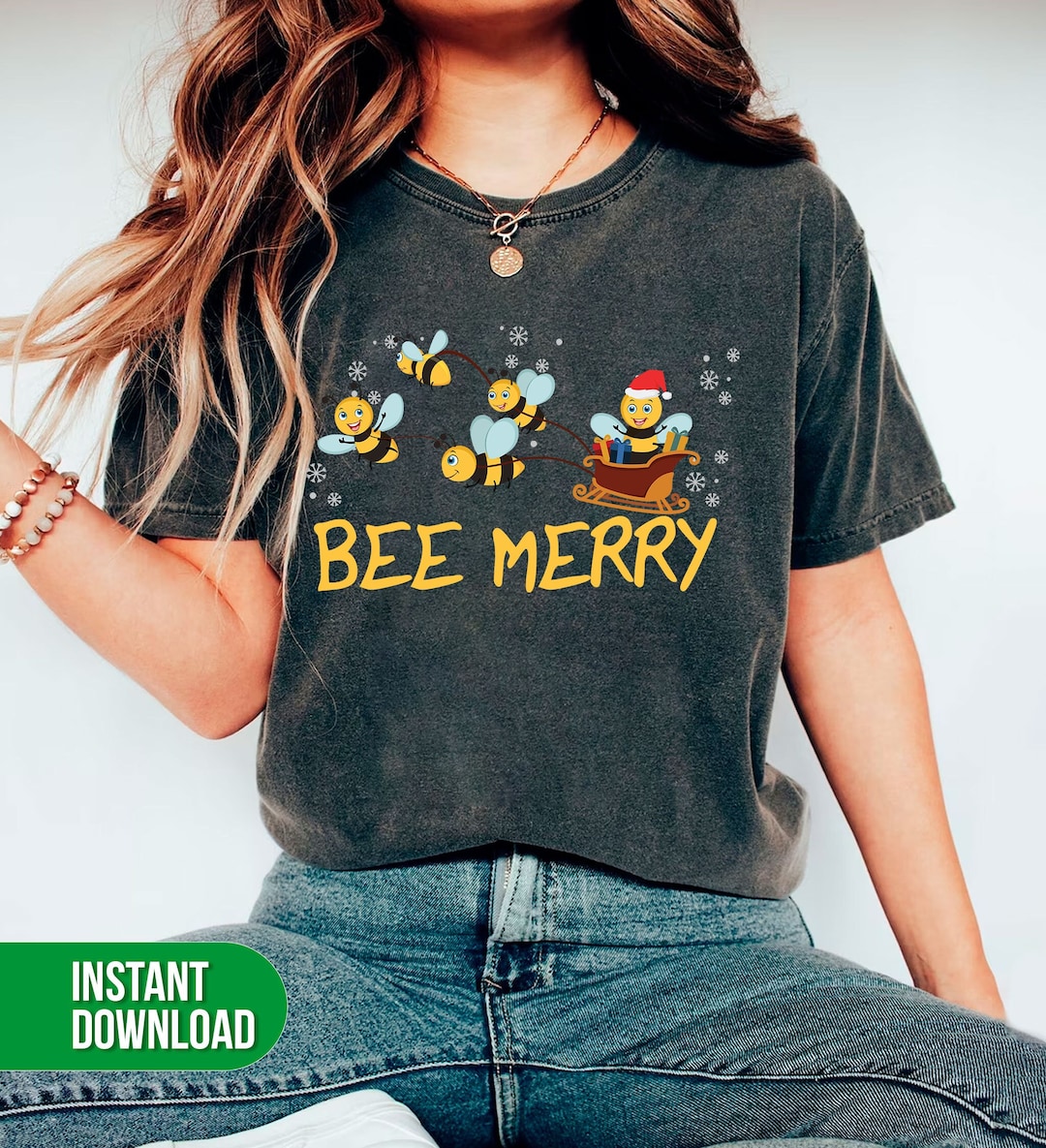 Bee Merry Svg, Cute Bee Svg, Funny Bee Svg, Bee Christmas Svg, Merry Christmas Svg, Bee Merry ...