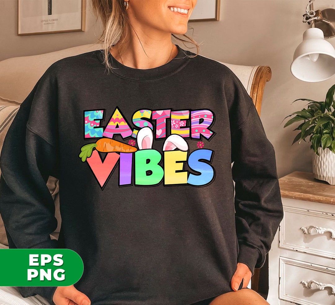 Easter Vibes Png, Bunny With Carrot, Easter Egg, Love Easter Png ...