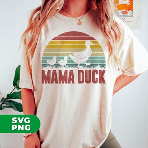Mama Duck Svg, Retro Duck Lover Svg, Duck Family Silhouette, Duck Lover ...