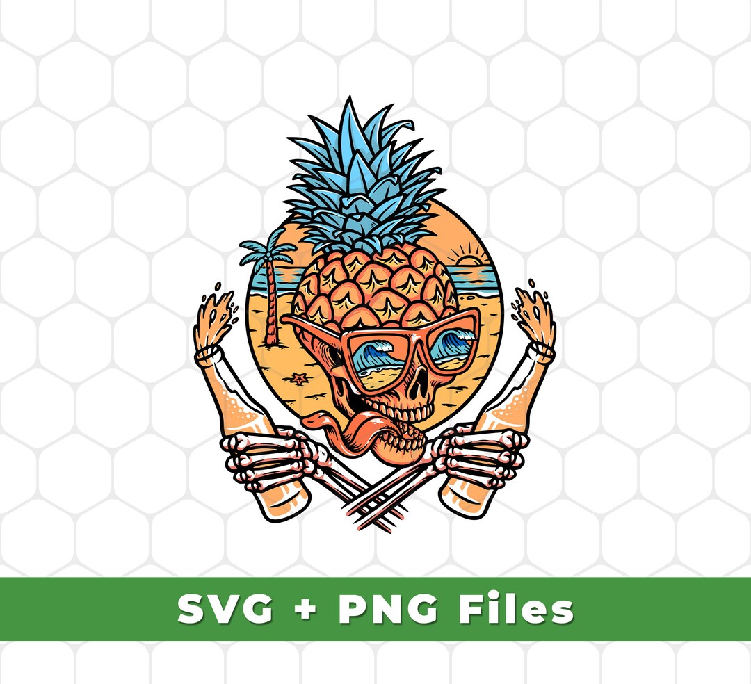 Pineapple Skull Svg, Love Skull in Beach Svg, Horror Pineapple Svg ...