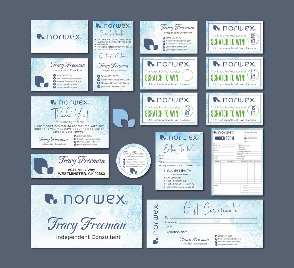 Norwex Marketing Bundle, Norwex Business Cards, Personalized Norwex ...