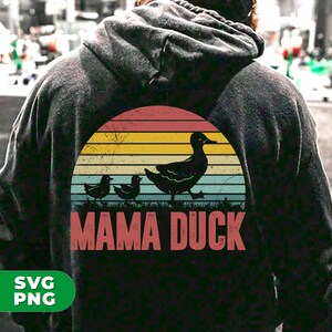 Mama Duck Svg, Retro Duck Lover Svg, Duck Family Silhouette, Duck Lover ...