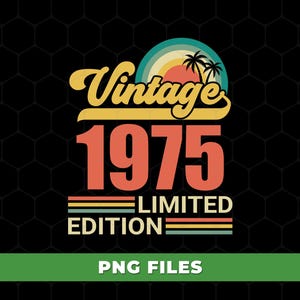 1975 Birthday Png, 1975 Shirts, 1975 Birthday Design, Vintage 1975 ...