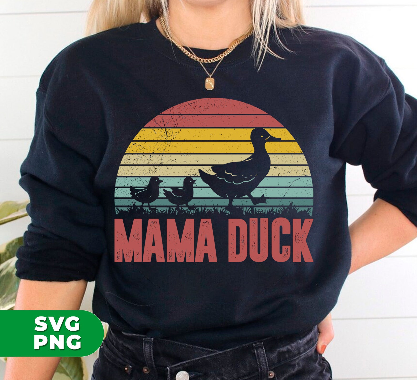 Mama Duck Svg, Retro Duck Lover Svg, Duck Family Silhouette, Duck Lover ...