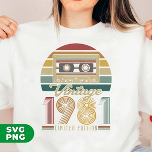 Vintage 1981 Svg, Retro Birthday 1981 Svg, Limited Edition, 1981 ...