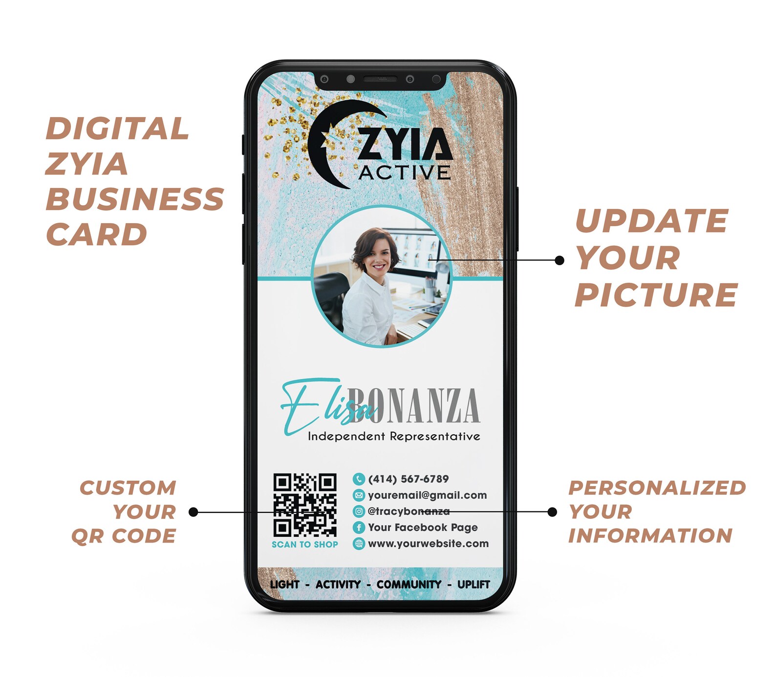 Digital ZYIA Business Card, Ecard Zyia Custom Qr Code, Ecard ZYIA ...