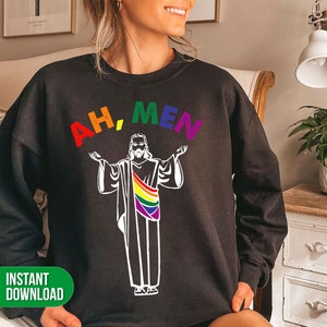 Jesus and LGBT Png, Ah Men Png, Funny Jesus Png, Gay Gift Png, Best for ...