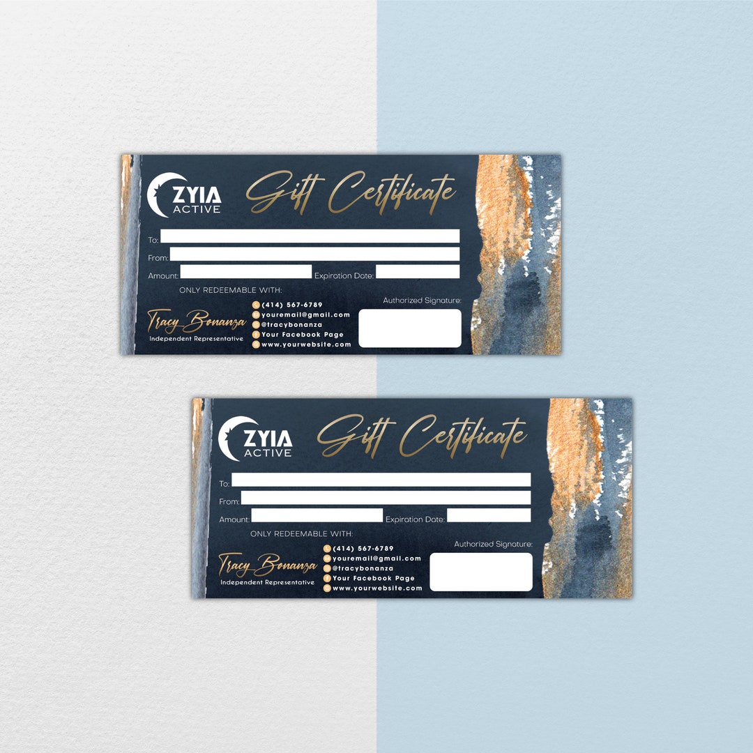 ZYIA Gift Certificate, Zyia Personalized Gift Card, Digital File, ZYIA ...
