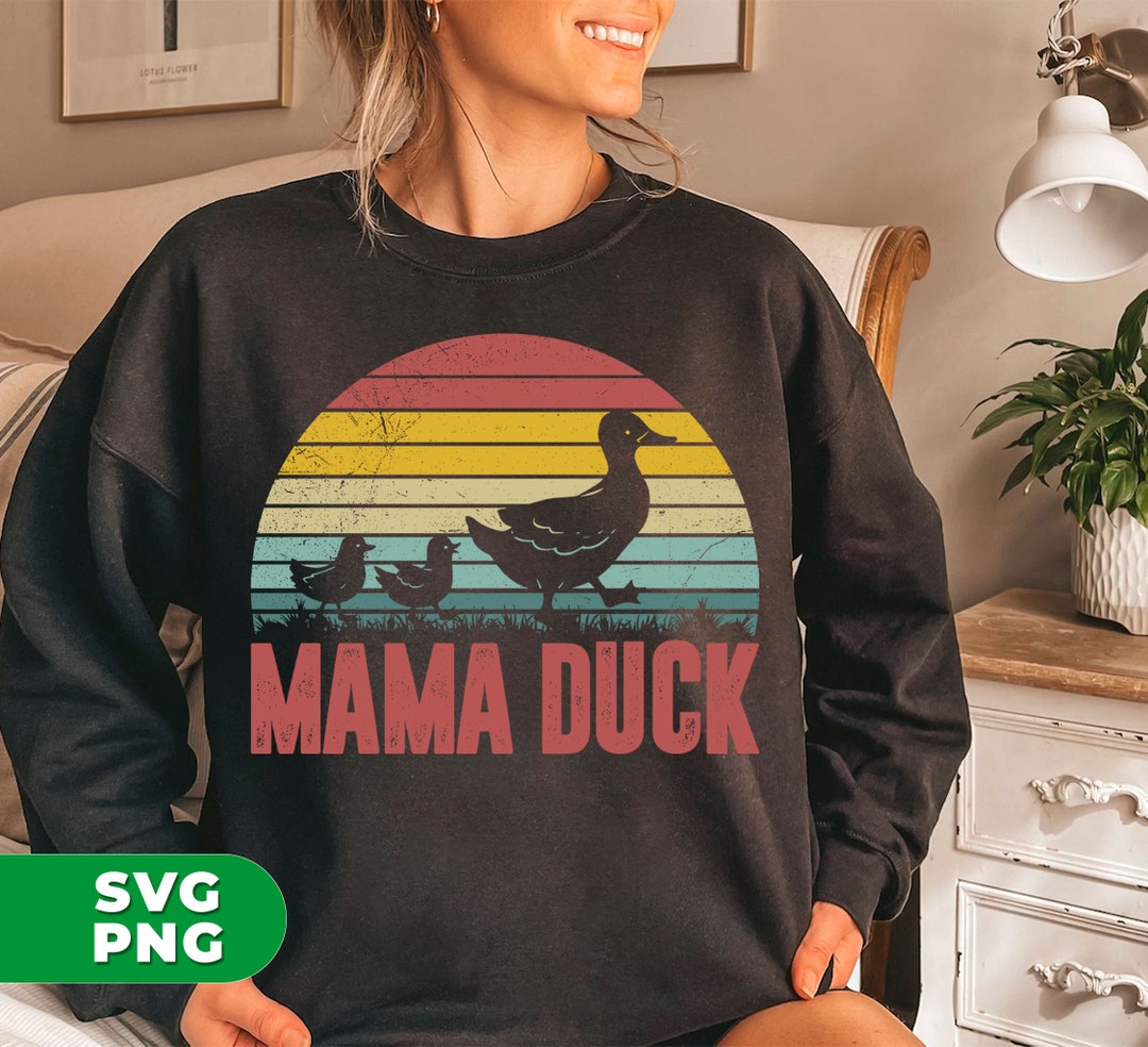 Mama Duck Svg, Retro Duck Lover Svg, Duck Family Silhouette, Duck Lover ...