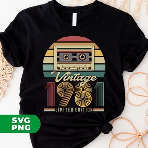 Vintage 1981 Svg, Retro Birthday 1981 Svg, Limited Edition, 1981 ...