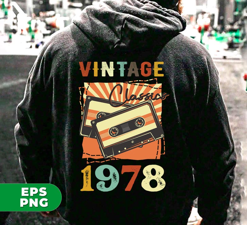 Vintage 1978 Png, Birthday 1978 Png, Retro 1978 Png, Cassette Lover ...