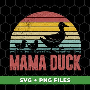 Mama Duck Svg, Retro Duck Lover Svg, Duck Family Silhouette, Duck Lover ...