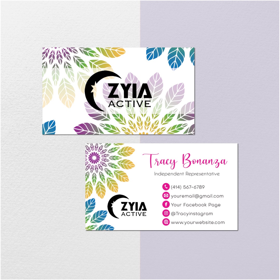 ZIYA Business Card, Personalized Business Card, Digital File, ZYIA Active Wear Cards, Printable ...