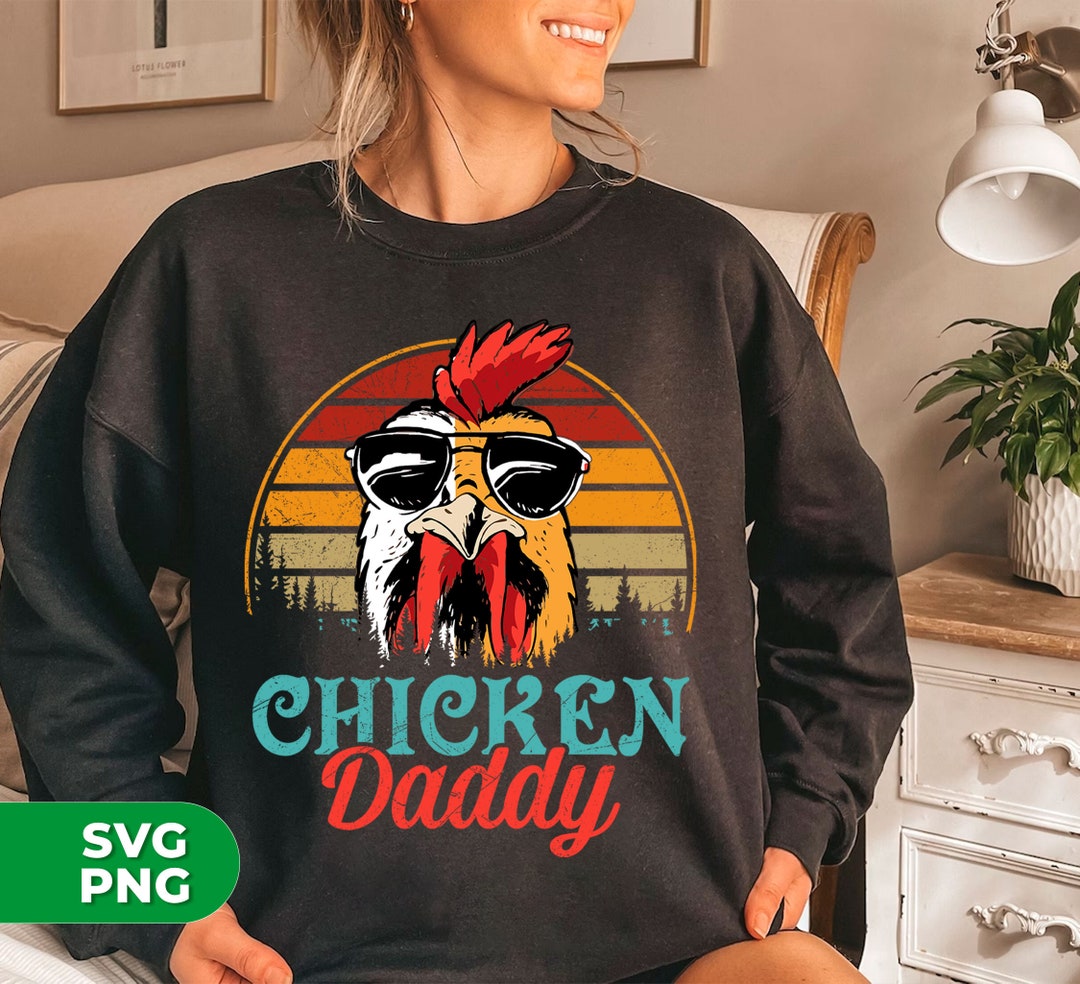 Chicken Daddy Gift Png, Love Retro Chicken Png, Father's Day Gift Png ...