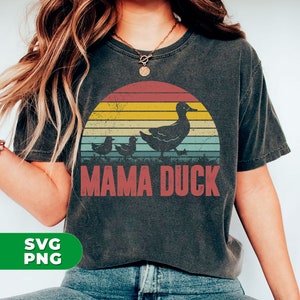 Mama Duck Svg, Retro Duck Lover Svg, Duck Family Silhouette, Duck Lover ...