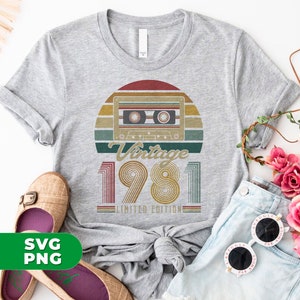 Vintage 1981 Svg, Retro Birthday 1981 Svg, Limited Edition, 1981 ...