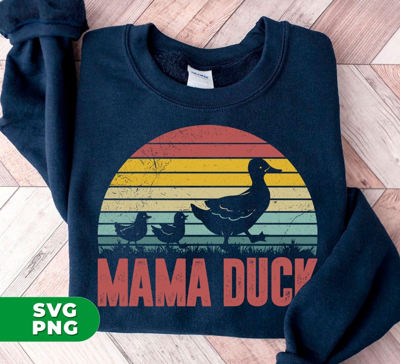 Mama Duck Svg, Retro Duck Lover Svg, Duck Family Silhouette, Duck Lover ...