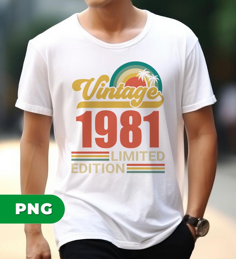 1981 Birthday Png, 1981 Shirts, 1981 Birthday Design, Vintage 1981 ...