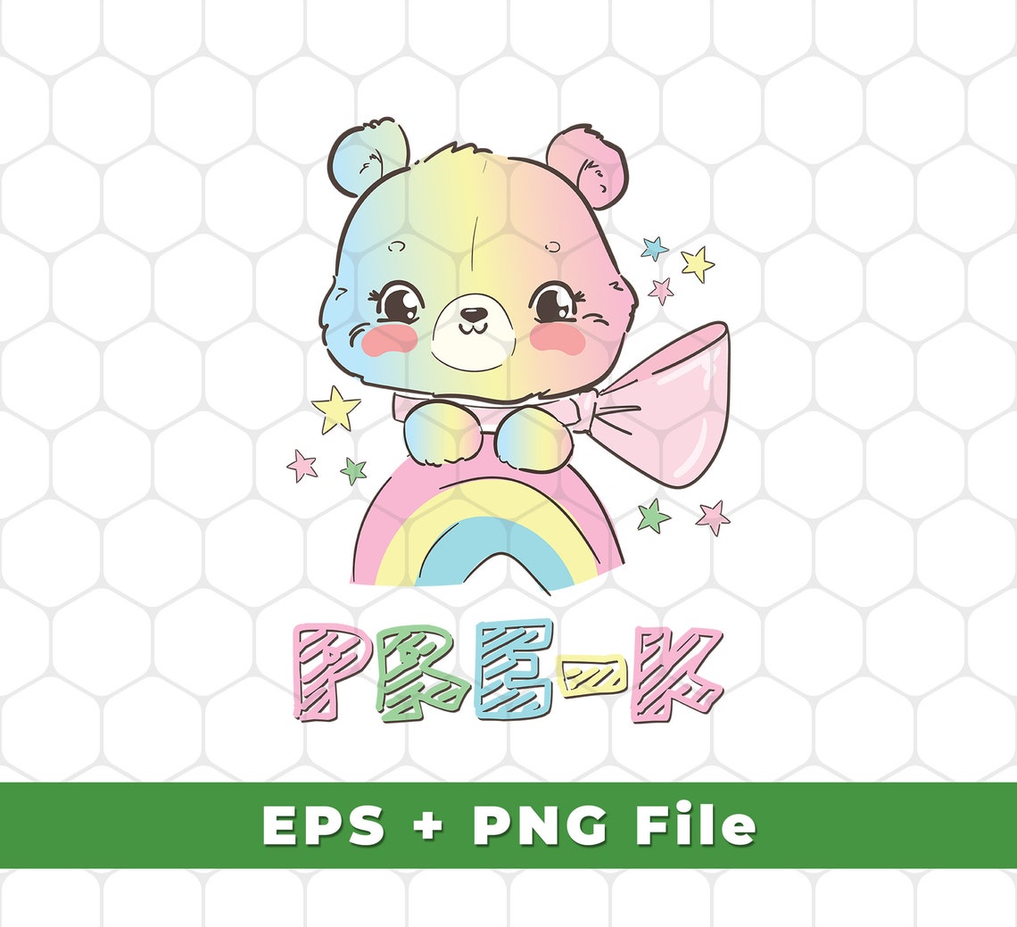Bear Pre-k Cute Bear Eps Cute Teddy Eps Rainbow Pre-k Eps - Etsy