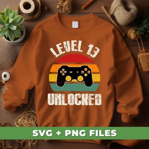 Level 13 Unlocked Svg, Retro Birthday Svg, 13th Birthday Svg, Teenager ...
