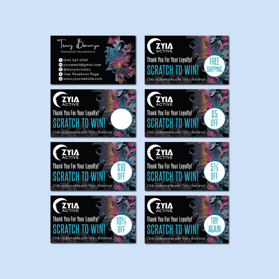 Personalized Business Card, Luxury ZYIA Scratch to Win Cards, Printable ...