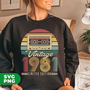 Vintage 1981 Svg, Retro Birthday 1981 Svg, Limited Edition, 1981 ...