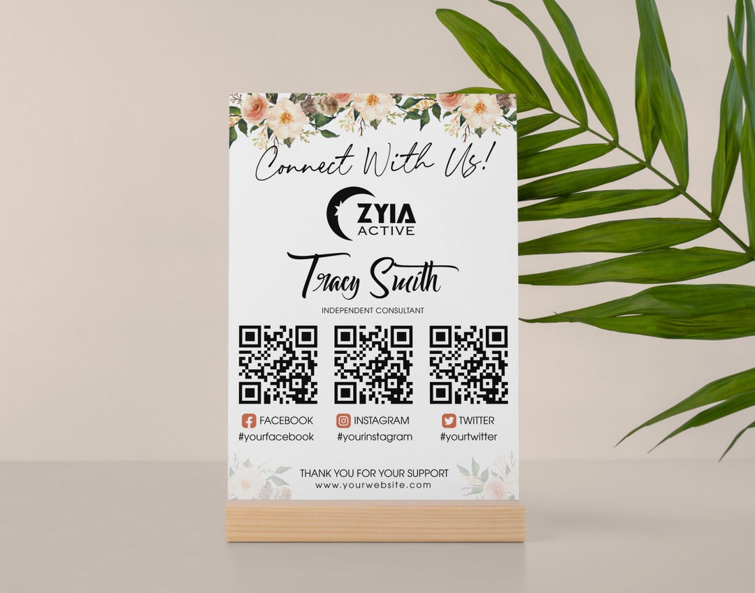 Personalized ZYIA Table Sign, QR Code Social Size ZYIA, Custom Qr Code ...