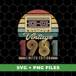 Vintage 1981 Svg, Retro Birthday 1981 Svg, Limited Edition, 1981 ...