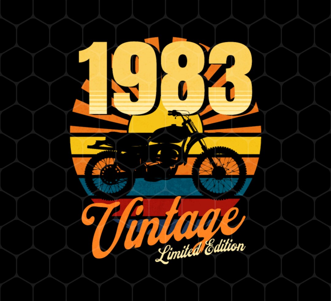 Vintage 1983 Gift Png, Motorbike Lover Png, Born in 1983 Png, Retro 1983 Png, Moto Gift, Limited ...