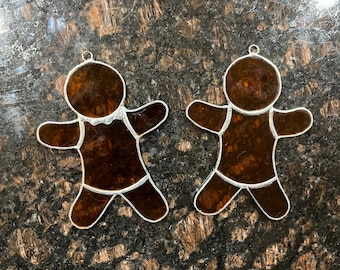 Handmade Stained Glass Gingerbread Boy or Gingerbread Girl gingerbread ...