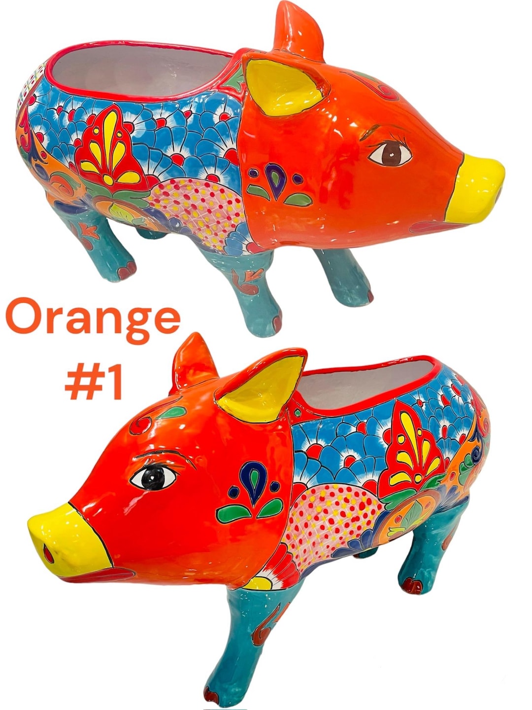 Extra Large Farm Pig Puerco Talavera Planter Indoor Outdoor Flower Pot ...