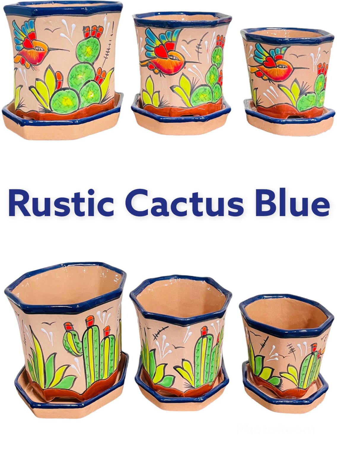 Rustic & Tala Sets of 3 Octagon Talavera Planters Gift Set With ...